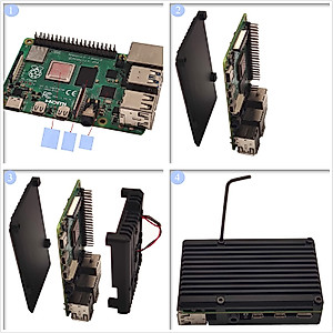 Raspberry Pi 4 Metal Case with Dual Fan, Raspberry Pi 4 Computer Model B Aluminum Alloy Passive Cooling Case Compatible with Raspberry Pi 4 Model B