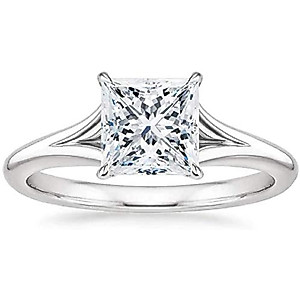 Moissanite World Princess Cut 2 Carat Moissanite Engagement Ring, Wedding Ring, Eternity Sterling Silver Ring Set, Anniversary/Christmas/Birthday/Valentine's Day Jewelry Gift (10.5)