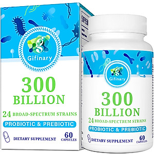 Probiotics for Women & Men - 300 Billion CFU, 24 Strains Probiotics + 15 Organic Herbs Prebiotics for Digestive, Gut Health, Immune, Constipation, Diarrhea & Whole-Body Health - 2 Months Supply
