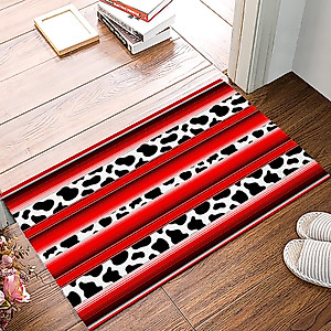 Leopard Print Old-Fashioned Animal Skin Indoor Doormat Bath Rugs Non Slip, Washable Cover Floor Rug Absorbent Carpets Floor Mat Home Decor for Kitchen Bedroom Red Ombre Geometric Stripe (16x24)