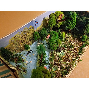 OrgMemory 48pcs Animal Trees, Ho Scale Bushes with Animals Figures, Plastic Trees for Projects 1.5-6 inch(4-16 cm), Model Train Scenery