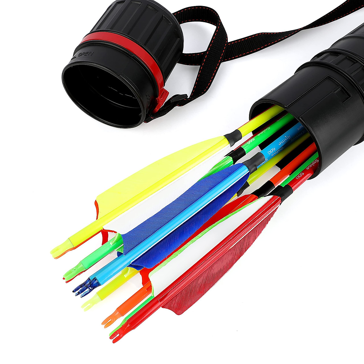 AMEYXGS 12Pcs Archery 30Inch Carbon Arrow Target Practice Hunting Arrow Spine 500 with 5inch Shield Turkey Feather Removable Tips for Traditional Recurve Compound Bow Longbow (Blue, 12)