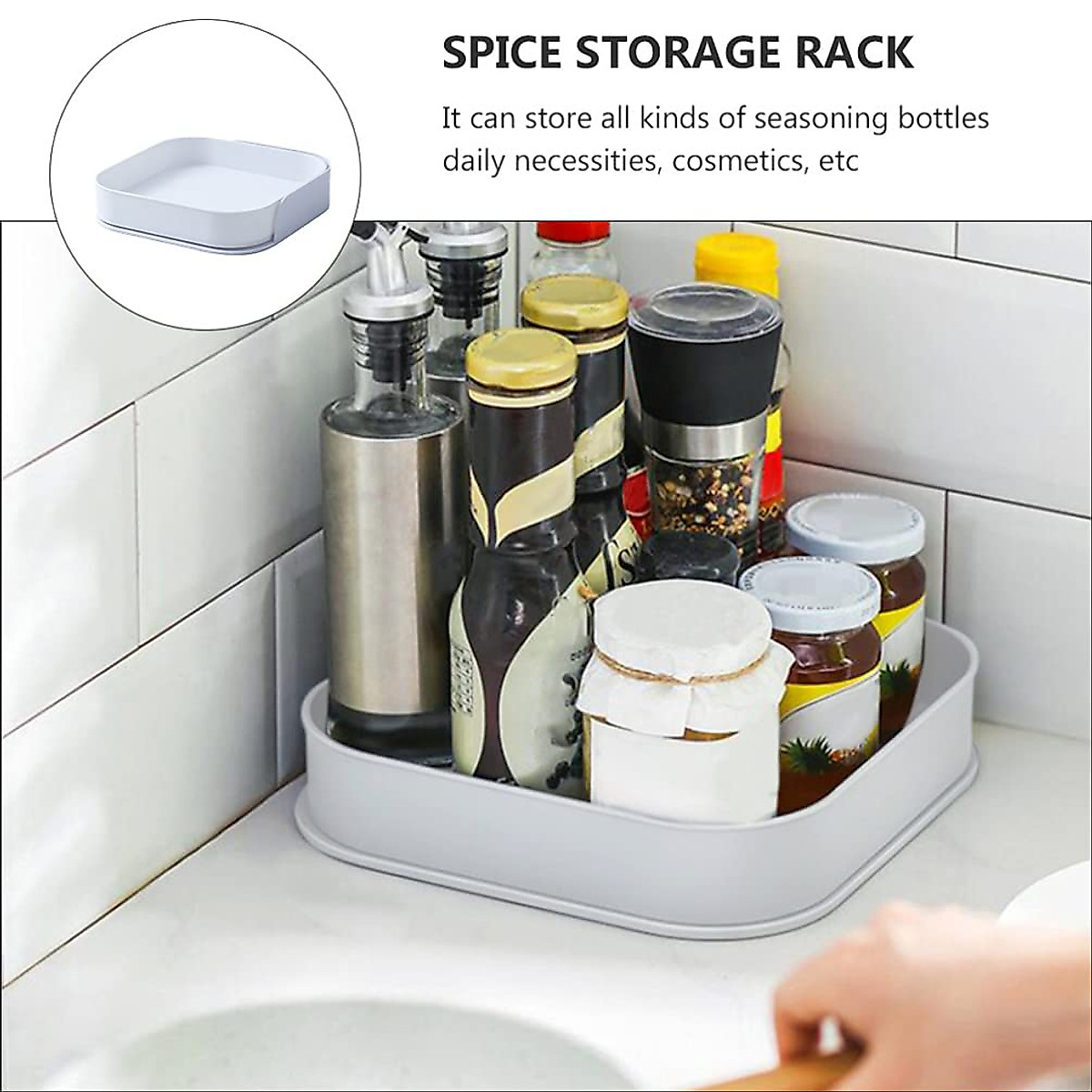 Hemoton 1pc Plastic Storage Dresser Seasoning Organizer for Cabinet Turntable Cake Stand Storage Rack Rotating Rack Spices Vanity Desk Rotating Spice Rack to Rotate White Food Single Layer