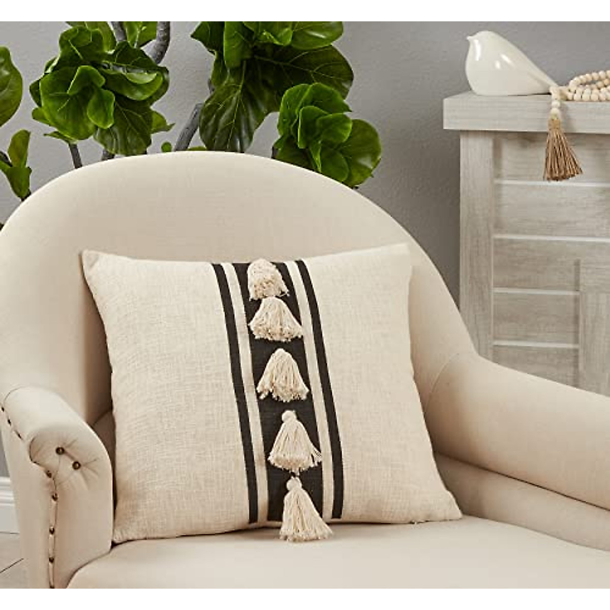 Striped Tassel Pillow