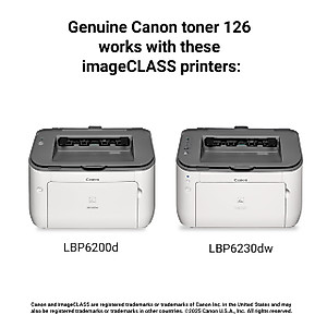 Canon Genuine Toner Cartridge 126 Black (3483B001), 1-Pack, for Canon imageCLASS LBP6200d, LBP6230dw Laser Printers