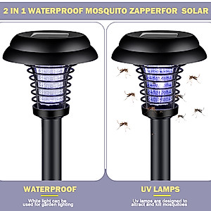 8 Pack 2 in 1 Bug Zapper Outdoor Waterproof Solar Mosquito Killer UV Fly Zapper Ground Plug Light for Home Kitchen Patio Backyard Camping