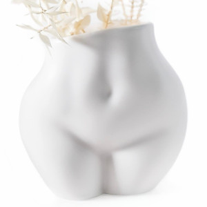 The Peachy Planter Body Vase - White Ceramic Vases for Home Decor, Female Body Vase for Boho Home Decor, Body Vase Female Form for Minimalist Decor, White Ceramic Vase with Drainage Holes