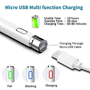 Stylus Pens for Touch Screens,Active Stylus Compatible with Apple,Magnetism Cover Cap, Universal for iPhone/iPad Pro/Mini/Air/Android and Other Touch Screens (White)