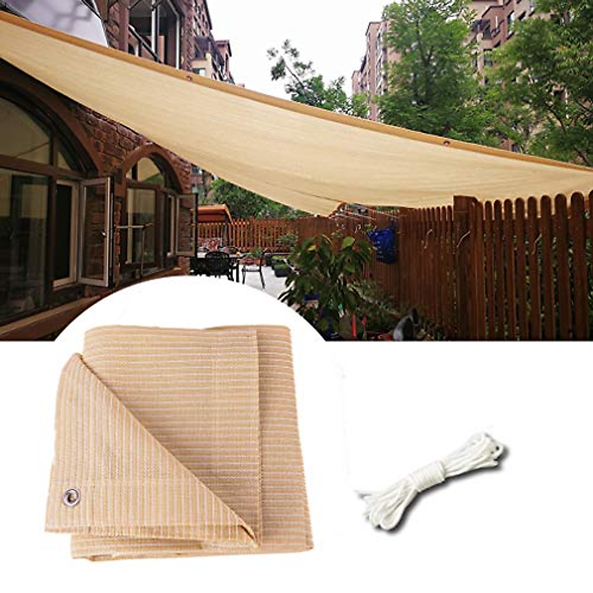 NIANXINN Beige Sun Shade Sail Canopy Awning,90% UV Block Insulation Breathable Rectangle Shade Cloth Net,Commercial and Residential Sunblock Mesh,for Patio Garden Outdoor Facility (1x4m(3 * 13ft))
