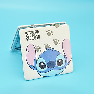 Stitch Travel Cosmetic Pouch, Large Capacity Cartoon Zippered PU Bag, Foldable Makeup Accessories Organizer and Storage for Women and Girls