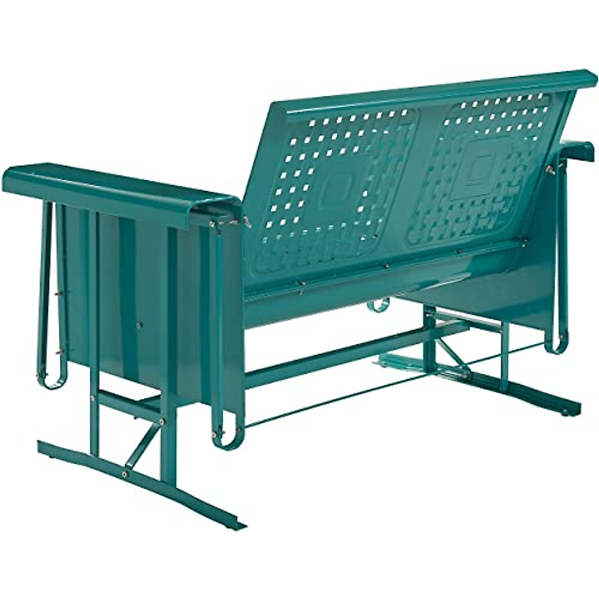 Crosley Furniture CO1024-TU Bates Retro Metal Outdoor Loveseat Glider, Turquoise Gloss