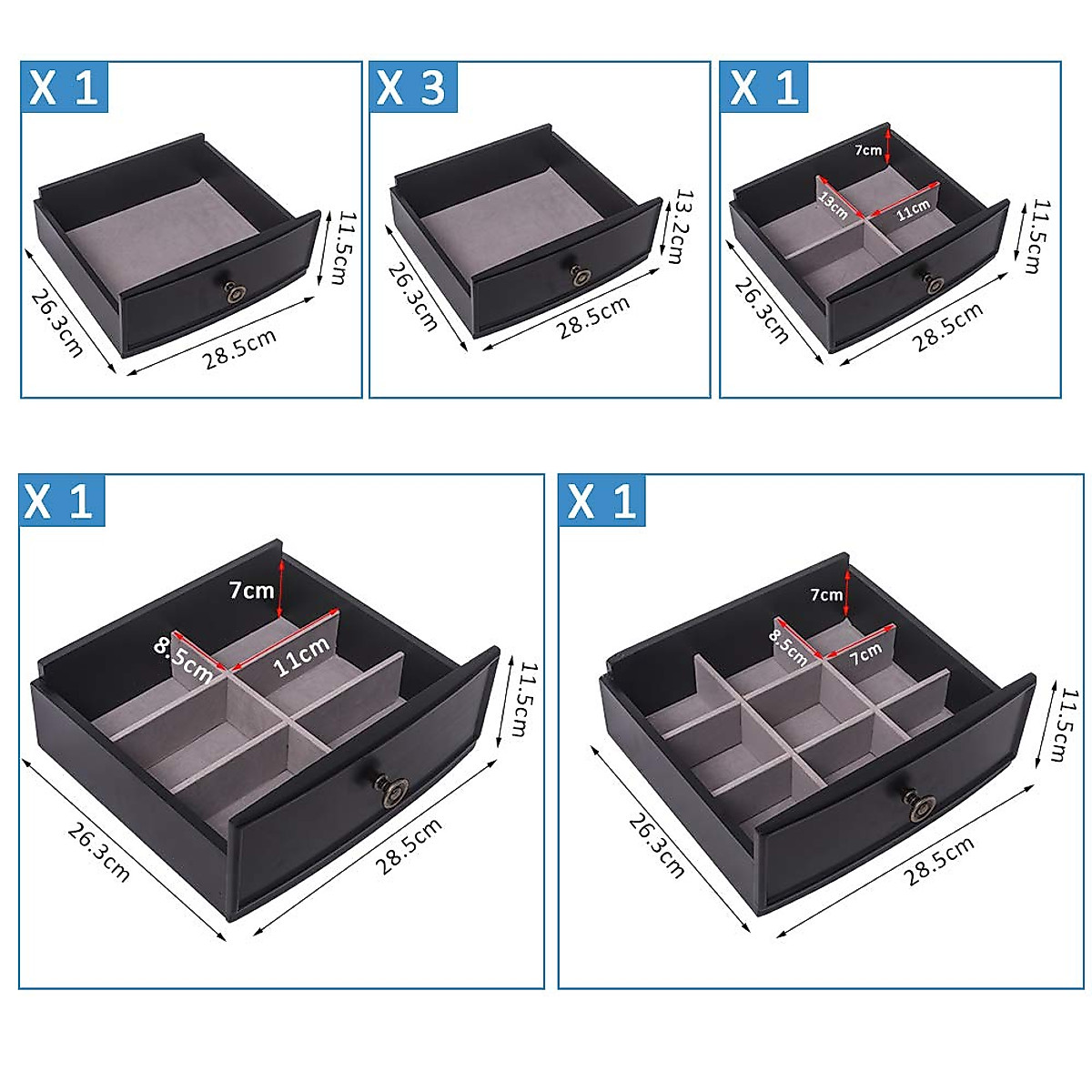 EEBUIHUI Standing Jewelry Armoire Cabinet Storage Chest with 7 Drawers, 2 Swing Doors, 24 Necklace Hooks, Makeup Mirror Storage Organizer, Large Standing Jewelry Armoire (Black)
