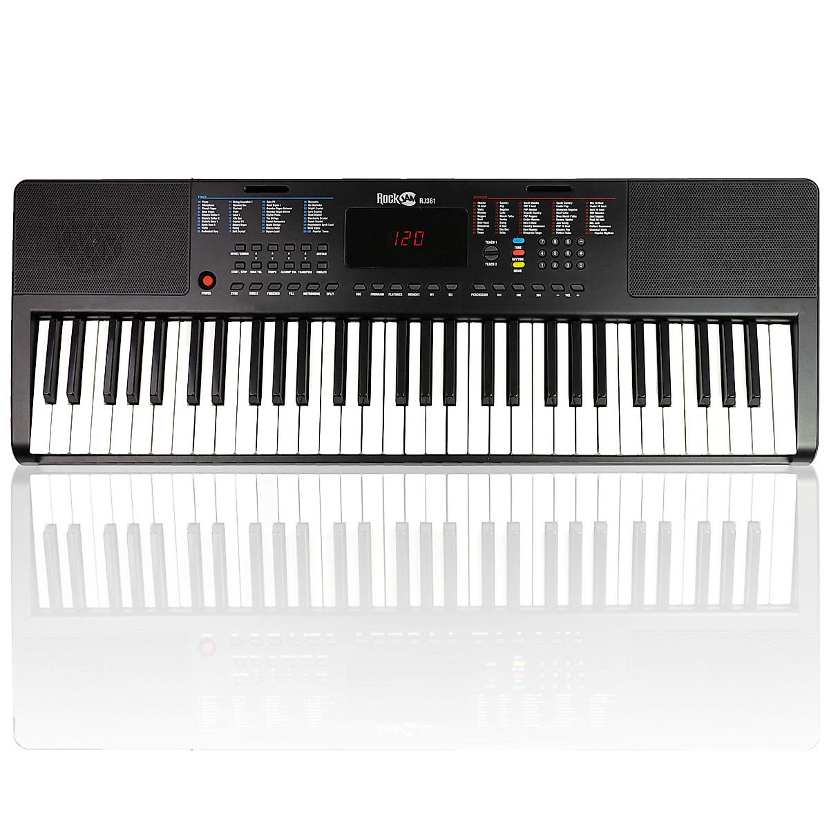 RockJam 61 Key Keyboard Bundle with Keyboard Stand, Power Supply & Accessories