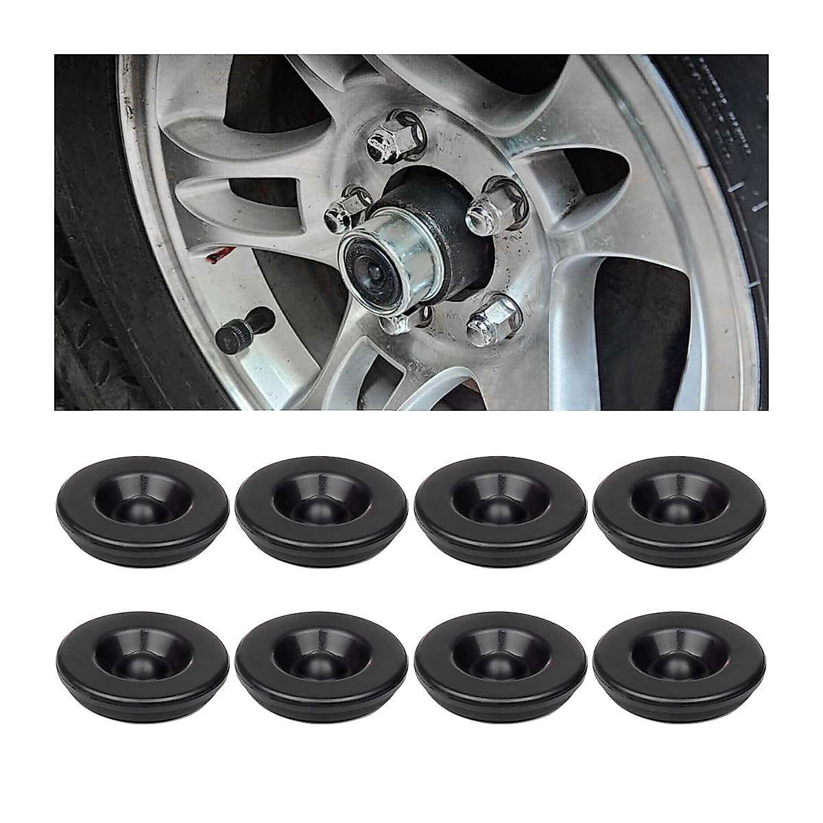 BELOMI 8 Pcs Trailer Wheel Rubber Grease Plugs, Auto Hub Dust Cap, Trailer Axle Rubber Ring Fuel Filling Caps, Compatible with Camper RV Hub Grease Plug Cover Axles