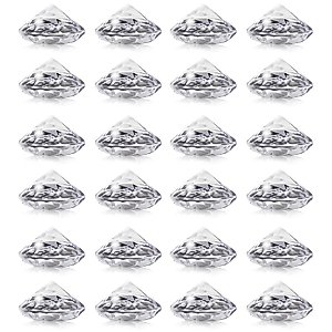 24 Pcs Diamond Card Holder Table, Acrylic Diamond Place Card Holders Diamond Table Number Holder for Party Weddings Table Decoration (Clear)