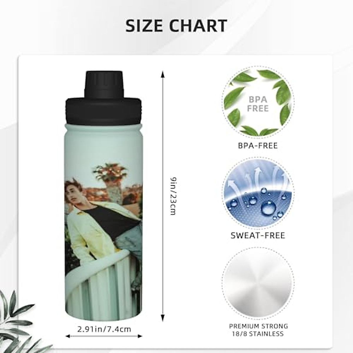 Eevikion Johnny Musics Orlando Stainless Steel Insulated Tumbler Sports Water Bottle Hot and Cold Travel Cup 18oz