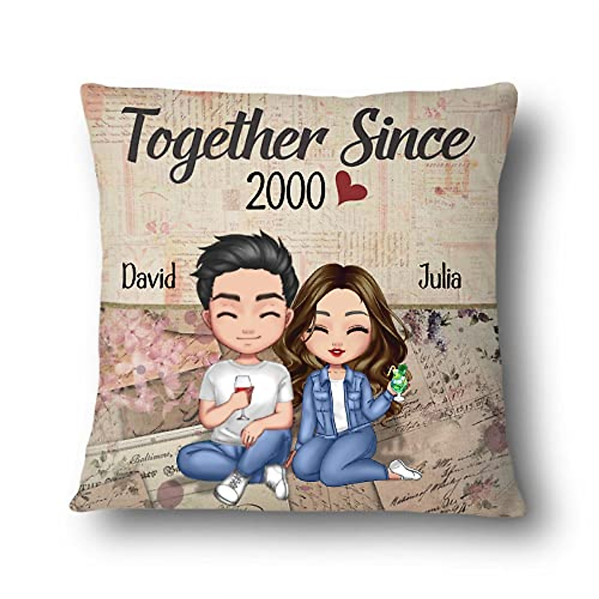 Zuhause Together Since Husband Wife Custom Pillow - Personalized Couples Anniversary Pillow Customized Gifts for Lovers, Multi 4