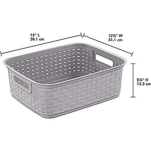 Sterilite 12726A06 15" X 12.25" X 5.25" Cement Short Weave Basket