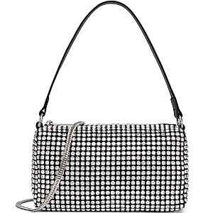 Rhinestone Bling Bag Purse Sliver Clutch Sparkly Crossbody Bags for Women Crystal Glitter Handbag for Party Prom Wedding