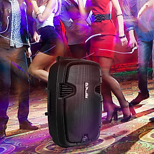 Pyle Karaoke Portable PA Speaker System - 1600W Active Powered Bluetooth Compatible Speaker, Rechargeable Battery, Easy Carry Wheels, USB MP3 RCA, FM Radio, 2 UHF Microphone, Remote - Pyle PPHP1599WU
