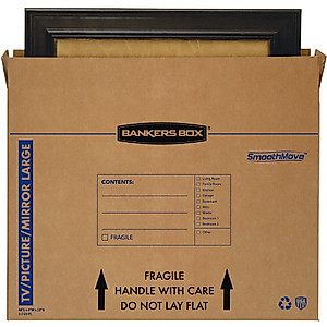 Bankers Box SmoothMove TV/Picture/Mirror Moving Box, Large, 48 x 4 x 33 Inches, 4 Pack (7711301), Kraft