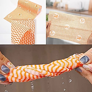 KitchLife Reusable Bamboo Paper Towels with Oil-Water Separation Technology, 1 Roll = 10 Months Supply - Washable and Recycled Paper Rolls, Eco Friendly Gift, Roral Orange