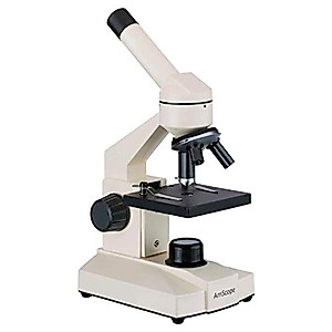AmScope Optical Glass Lens All-Metal LED Compound Microscope, 6 Settings 40x-1000x & BS-72P-100S-22 72 Pieces of Pre-Cleaned Blank Microscope Slides and 100 Pieces of 22x22mm