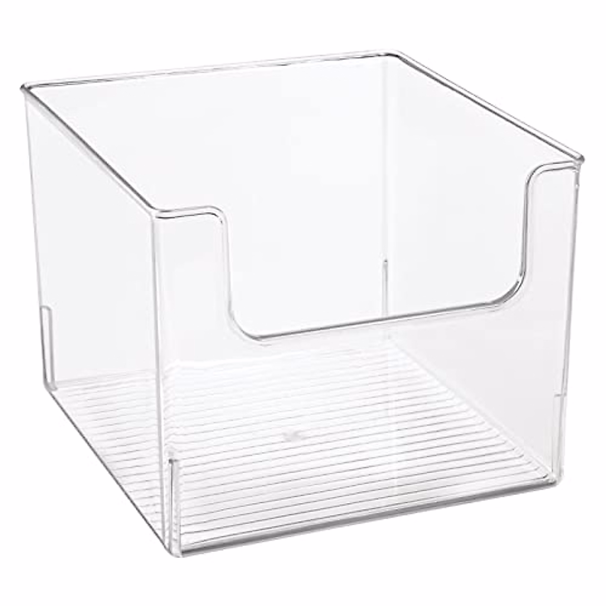 mDesign Modern Plastic Open Front Dip Storage Organizer Bin Basket for Home Office Organization - Shelf, Cubby, Cabinet, Cupboard, and Closet Organizing Decor - Ligne Collection - 4 Pack - Clear