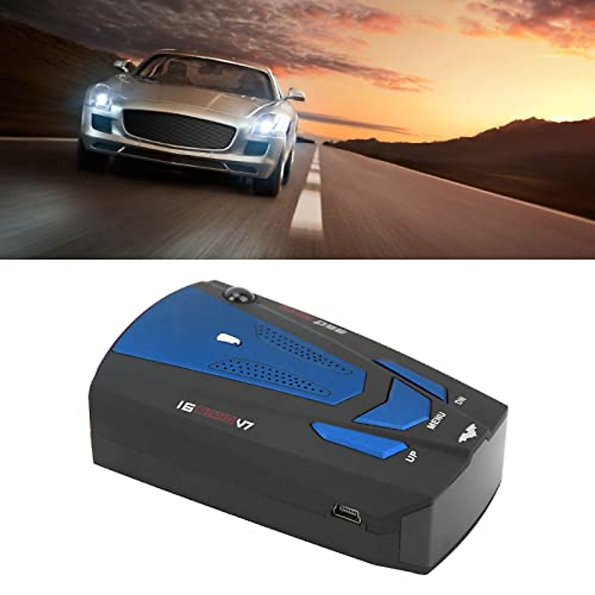 Car Radar Detector, Dc 12v Long Range Laser Radar Detector with 360 Degree Protection, Voice Alerts and and Speed Camera Alerts Vehicle Electronics Car Speed Detector Radar for Police(Blue)
