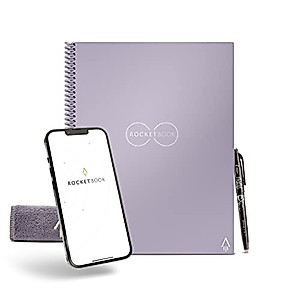 Rocketbook Smart Reusable Notebook - Lined Eco-Friendly Notebook with 1 Pilot Frixion Pen & 1 Microfiber Cloth Included - Lightspeed Lilac, Letter Size (8.5" x 11") & Pen/Pencil Holder (Pen Station)