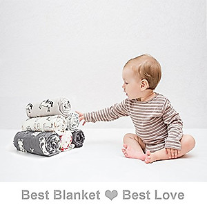 BORITAR Baby Blanket Soft Minky with Double Layer Dotted Backing, Lovely Animals Printed 30 x 40 Inch Receiving Blanket