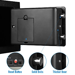 TENAMIC Safe Box 0.23 Cubic Feet Electronic Digital Security Box, Keypad Lock Box Cabinet Safes, Solid Alloy Steel Office Hotel Home Safe, Black