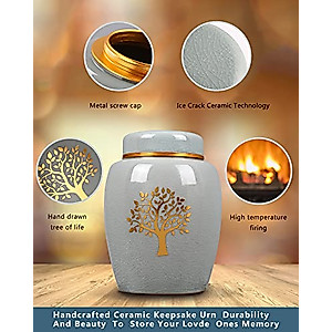Medium Urns for Human Ashes,Beautiful Ceramic Tree of Life Cremation Urn,Keepsake Urns for Human Ashes,for Sharing Adult or Baby Urns for Ashes,Pet Urn.