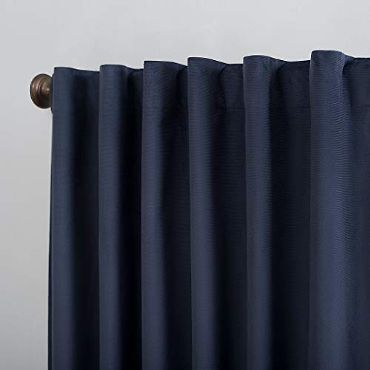 Sun Zero Hampshire Velvet Noise Reducing Thermal Extreme Total Blackout Back Tab Curtain Panel, 50" x 84", Navy Blue