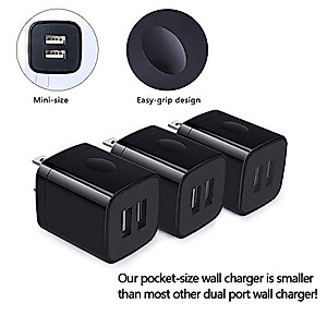 Wall Charger,Charger Cube,Charging Block Fast Charge 3Pack Dual Port 2.1A Power Brick Phone Charger Plug Box Head for iPhone 14 Pro/13/12/11/Xs Max/XR/8/7/6 Plus,Samsung Galaxy S22 S21 S10 S9 S8 Plus