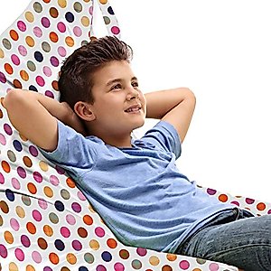 Lunarable Polka Dot Lounger Chair Bag, Traditional Pattern in Modern Design Checkered Plaid Squares Pattern Polka Dots, High Capacity Storage with Handle Container, Lounger Size, Multicolor