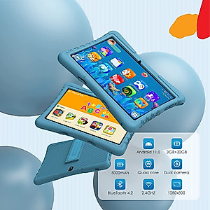 MAGCH 10 Inch Tablet for Kids, 3GB RAM 32GB ROM Android 11 Tablet, App Pre-Installed, Tablet with Parental Control Camera & WiFi, for Gaming, Learning Tablet for Kids - Blue Case