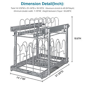 TQVAI Pot and Pan Organizer for Cabinet, Pot Lid Organizer Rack, Pull Out Sliding Cabinet Organizer - Separate Full-Extension Guide Rail - Cabinet Request at Least 15" W x 22.5" D x 22.5" H