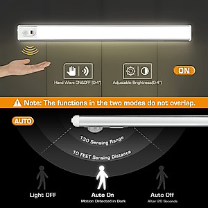 EverBrite 70LED Dimmer Under Cabinet Lighting, Hand Wave Control & Motion Sensor, Magnetic Under Counter Lighting, Ultra Thin LED Light Bar for Closet, Cabinet and Hallway, 300 Lumen, 6000K