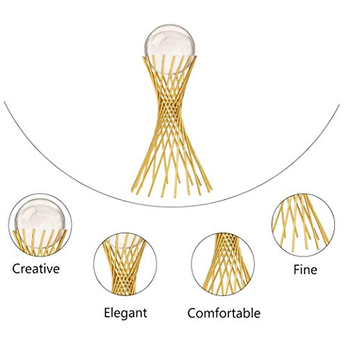 XBWEI Metal Crystal Ball Ornament Nordic Style Wrought Iron Clear Ball Sculptures Stand Creative Decorations for Living Room TV Cabinet Bookcase Home Office