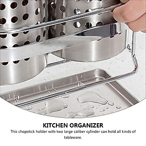 Cabilock Stainless Steel Utensil Caddy Cutlery Storage Holder Countertop Silverware Holder Cooking Utensil Organizers for Home Restaurant Kitchen