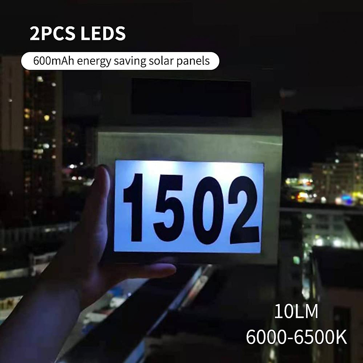 HUMINGG Solar Lights Outdoor Solar Lamp House Number Sign Lighted LEDs Doorplate Number Light for Home Street Solar Garden Light