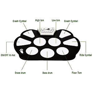 Artempo Portable Roll Up Drum Electronic Drum Pad with Drum Sticks – Foldable, USB MIDI Connection, Record Function