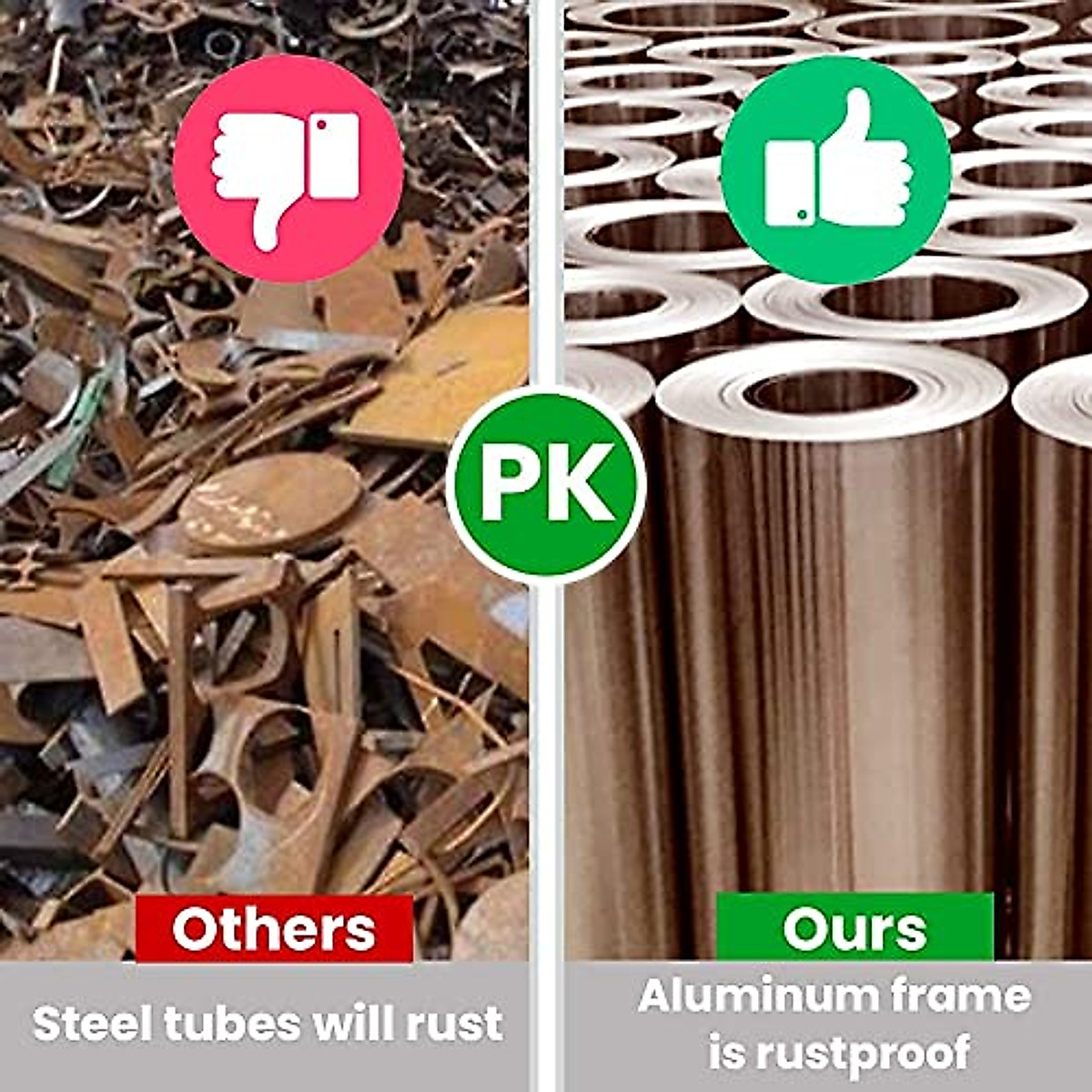 Crestlive Products Patio Wood Bar Stools Counter Height Chairs All Weather Furniture with Heavy Duty Aluminum Frame in Brown Finish for Outdoor Indoor, Pack of 2 (Brown)