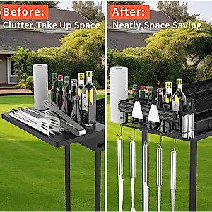 Griddle Caddy for Blackstone 28"/36" Griddle/Prep Cart Accessories Storage,Upgraded 5-In-1 BBQ Barbecue Grill Accessories Caddy Space Saving Organizer Box for Outdoor Grill with Magnetic Tool Holder