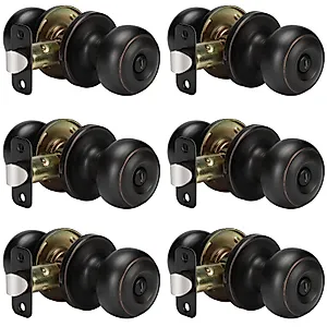 goldenwarm Oil-Rubbed Bronze Interior Door Knobs, Interior Door Knobs Bedroom, Bronze Door Knobs Privacy, Oil-Rubbed Bronze Finish Door Knobs Interior, Door Knobs Bulk(6 Pack, Oil-Rubbed Bronze)