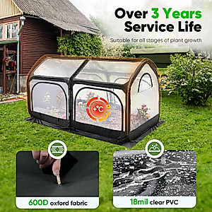 Quictent Greenhouse for Outdoors, Mini Quic-Setup Portable Flower Garden Plant Kit Outside, Heavy Duty Fiberglass Pop-up Frame and Durable Cover W/ Screen Window, 8.2x4.1x4.4 FT, Black