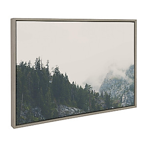 Kate and Laurel Sylvie Power of Imagination Framed Canvas Wall Art by Laura Evans, 23x33 Gray, Beautiful Mountain Wall Decor
