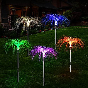 XINKAITE Solar Garden Lights Outdoor 2 Modes Jellyfish Lights 7 Color Changing Waterproof Yard Lights Decorative Flower Lights for Pathway Patio Decoration, 5 Pcs