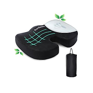 Swiftease Memory Foam Seat Cushion for Chair Long Sitting Hours Office Desk Car Chair Butt Pillow Body Travel Wheelchair Premium Gaming School Pain Relief and Travel Carrying Bag Included